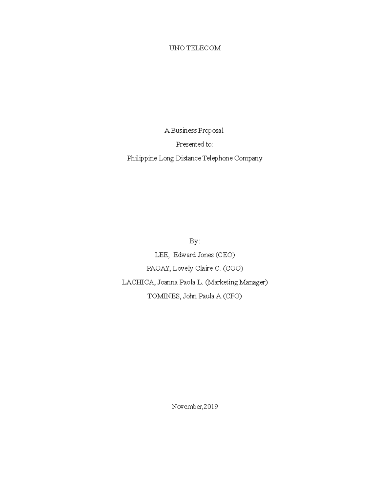 Final- Proposal - hello this might help. - UNO TELECOM A Business ...