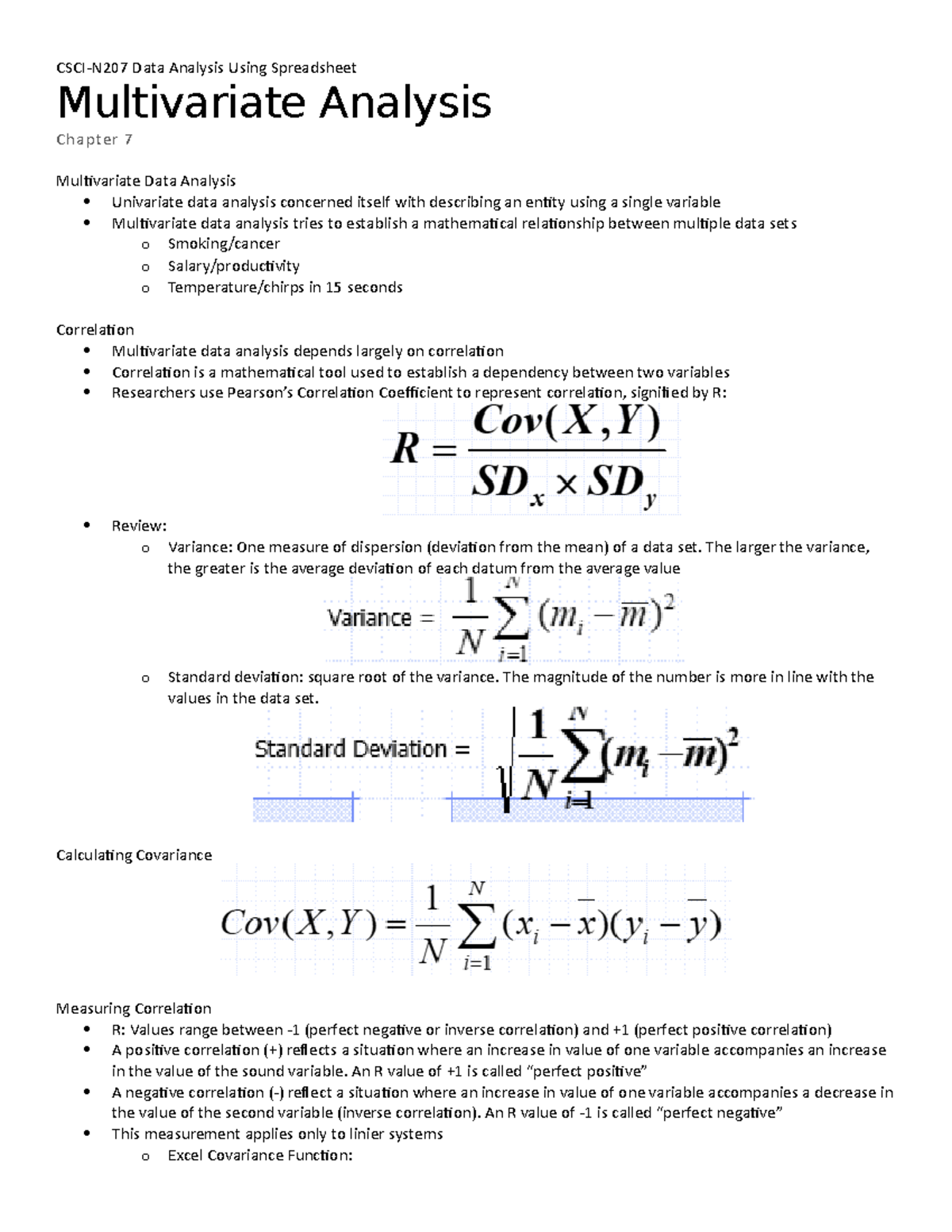 Multivariate Analysis Multivariate Analysis Chapter 7 Multivariate Data Analysis Univariate