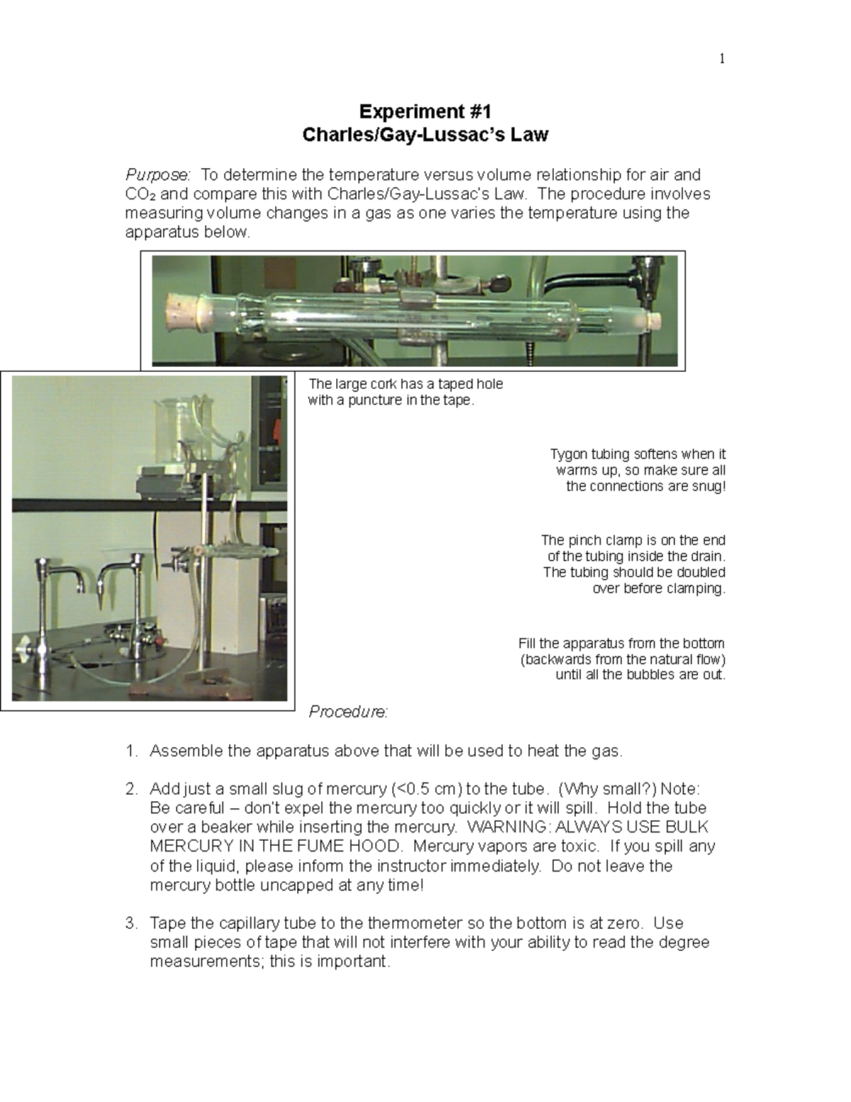 Charles/Gay-Lussac’s Law - The procedure involves measuring volume ...