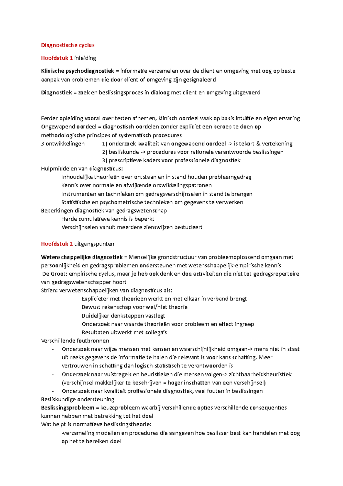 samenvatting van het boek van Bruyne - Diagnostische cyclus Hoofdstuk 1 ...