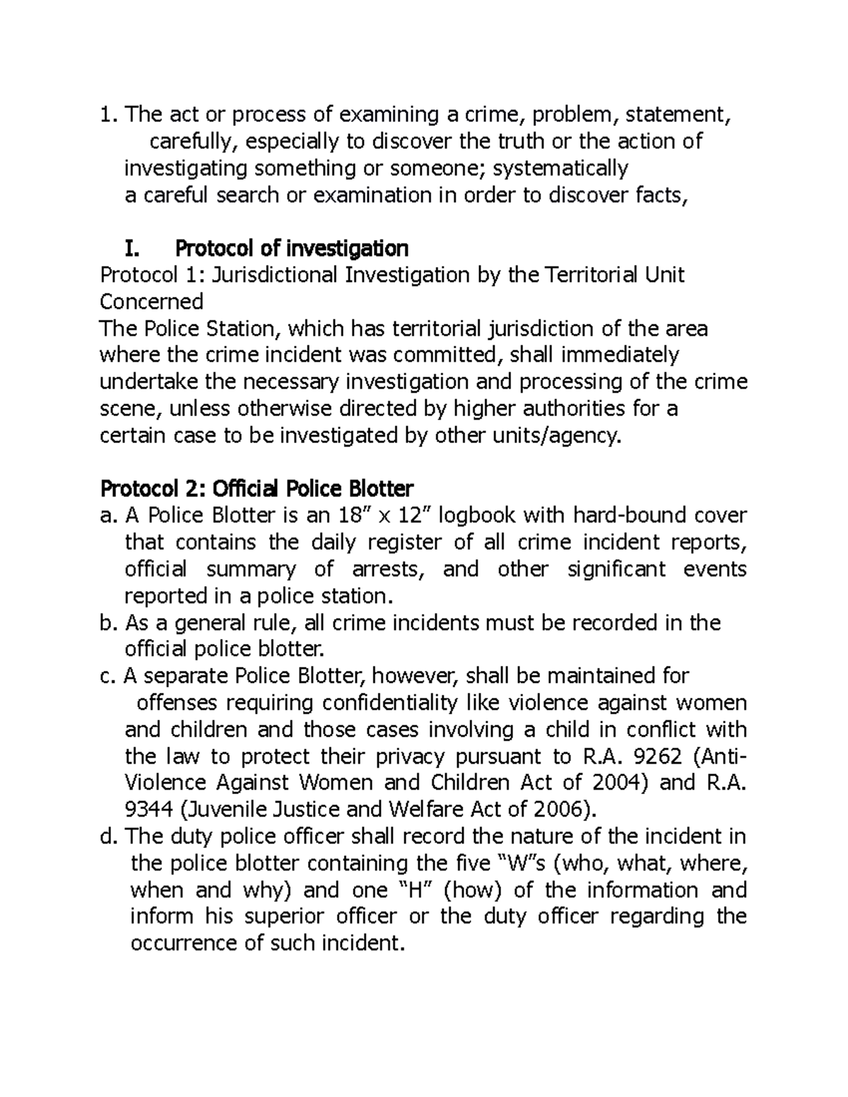 Fundamentals OF Invest DEMO 1 - The act or process of examining a crime ...