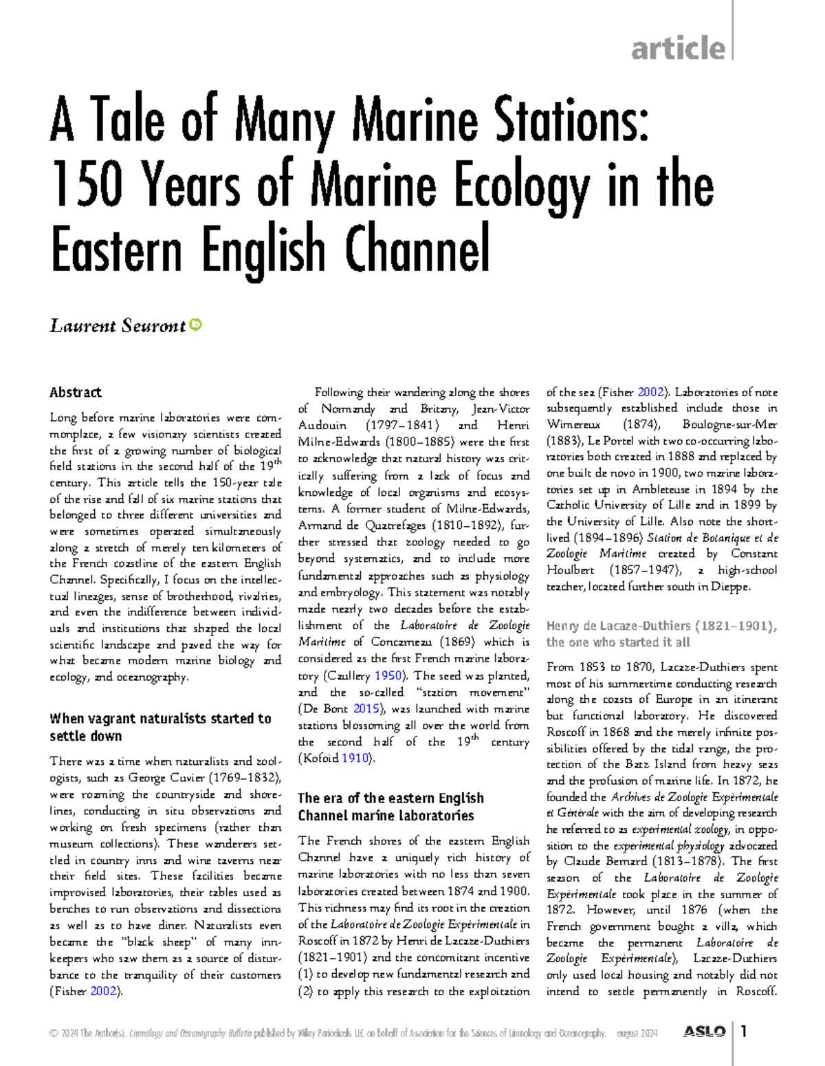 A Tale of Many Marine Stations 150 Years of Marine - article A Tale of ...