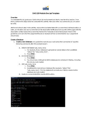 DAD 220 Module Three Major Activity Template - DAD 220 Module Two ...