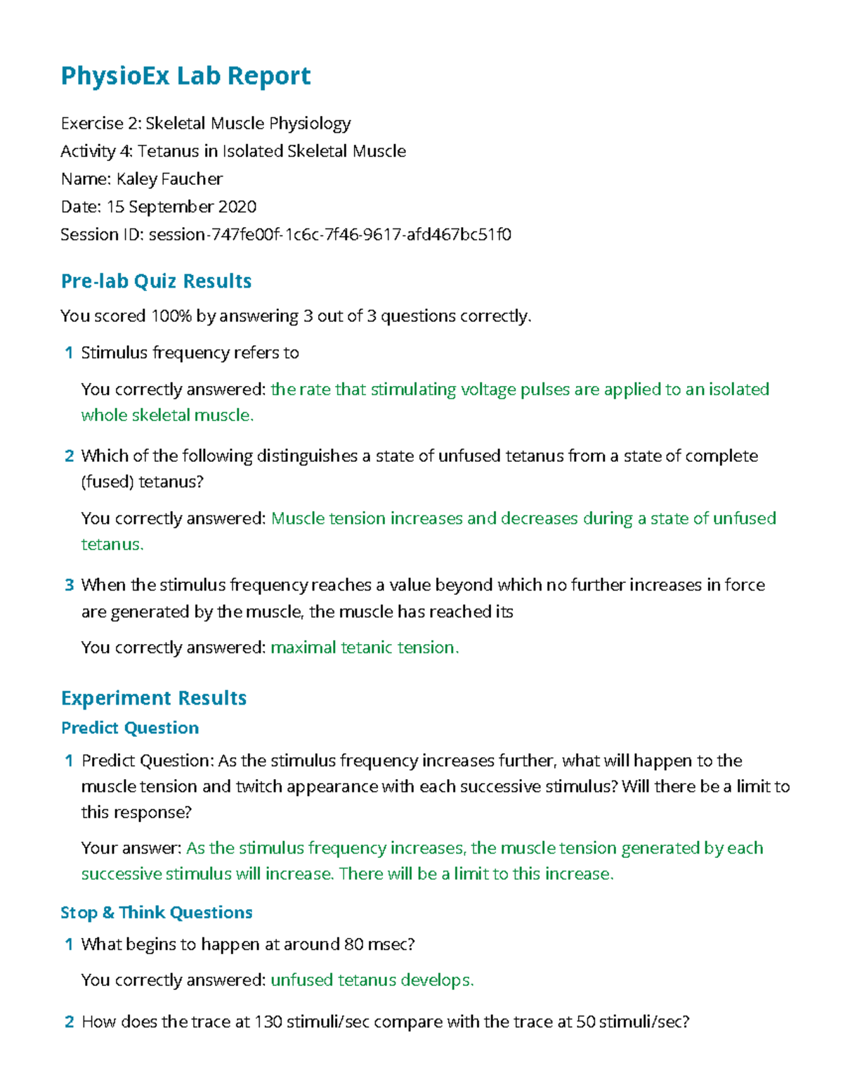 Physio Ex Exercise 2 Activity 4 - PhysioEx Lab Report Exercise 2 ...