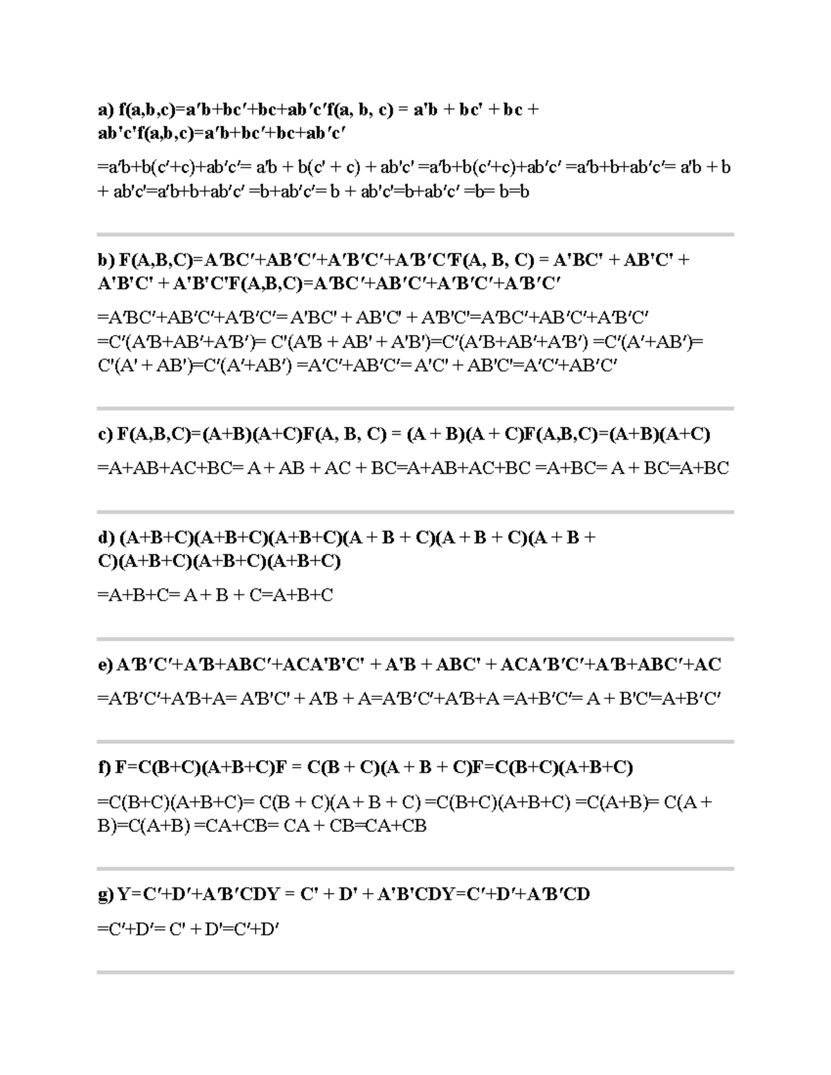 A - mhbjkm - a) f(a,b,c)=a′b+bc′+bc+ab′c′f(a, b, c) = a'b + bc' + bc + - Studocu