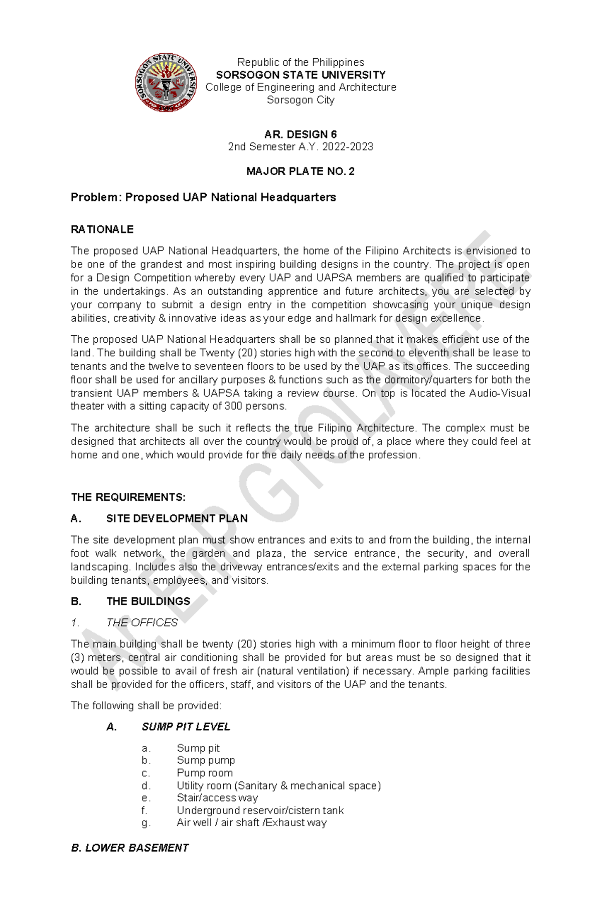 The proposed UAP National Headquarters plate no - Republic of the ...