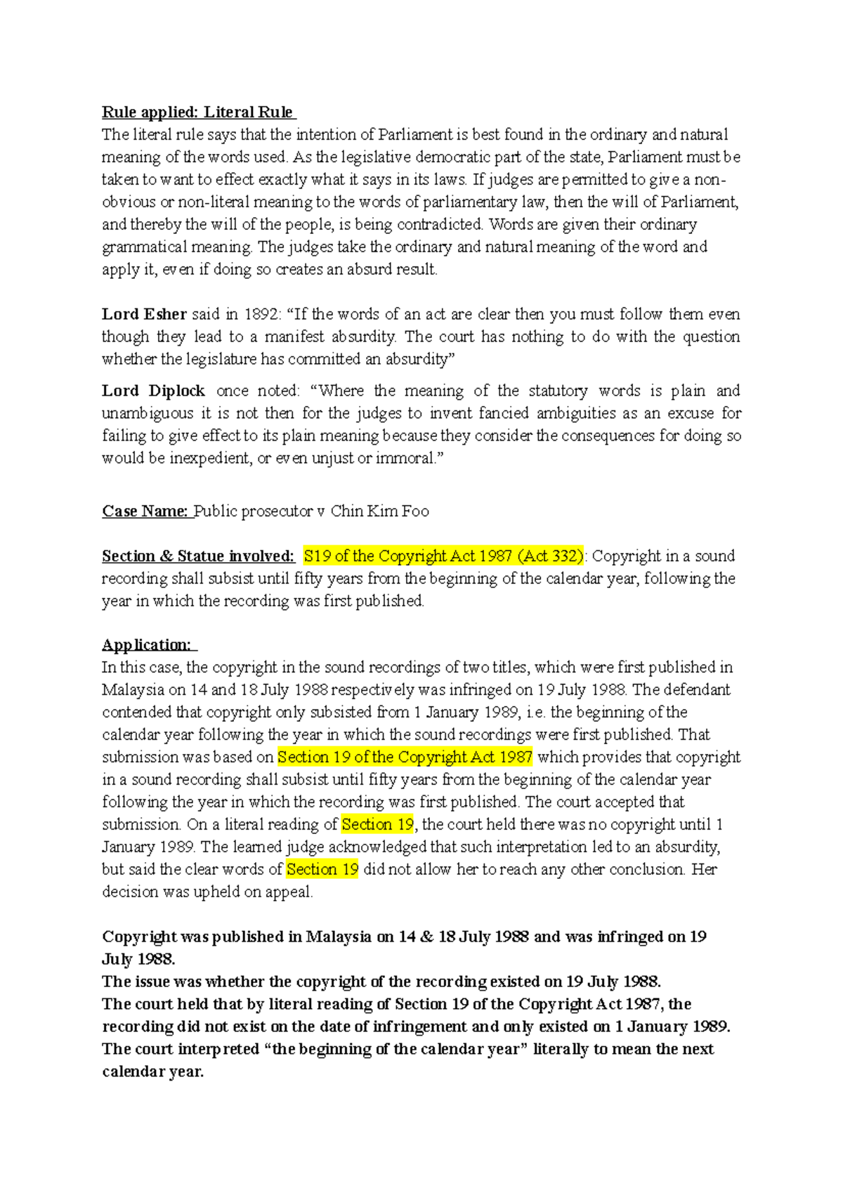 Literal Rule consti - Rule applied: Literal Rule The literal rule says ...