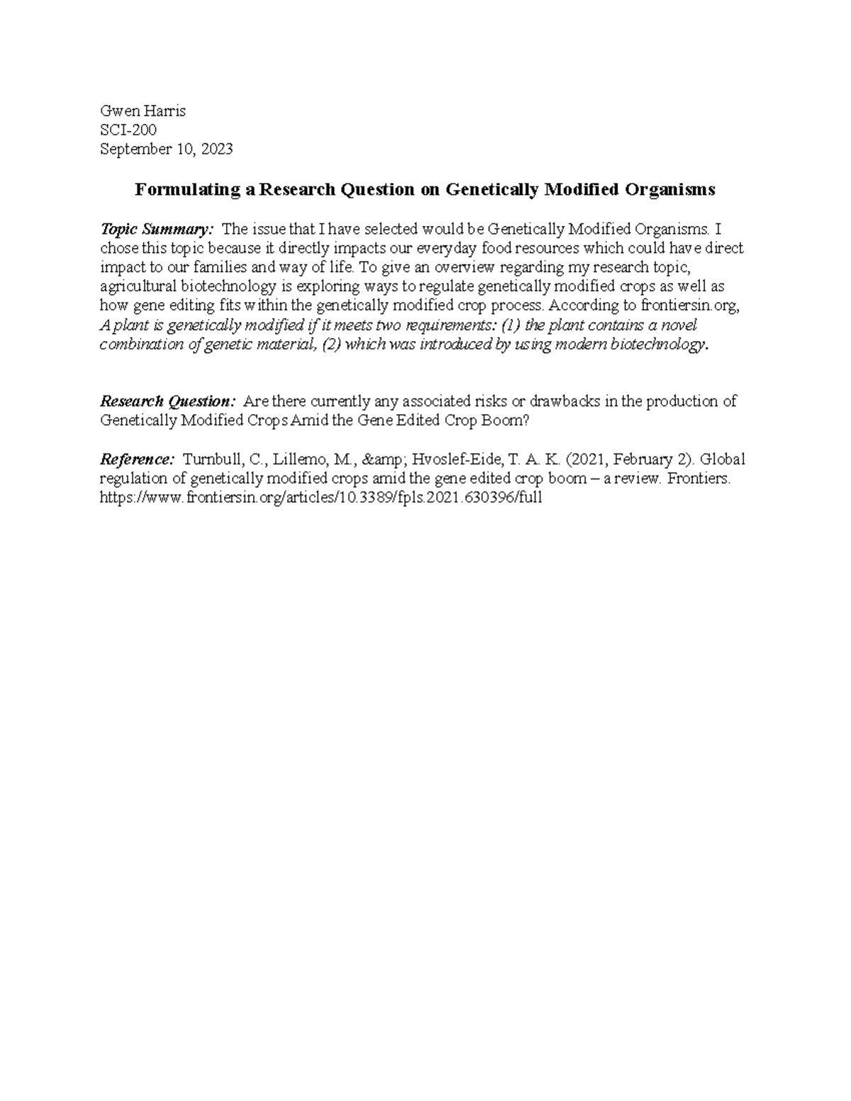 2-6 Research Question Template - Gwen Harris SCI- September 10, 2023 ...