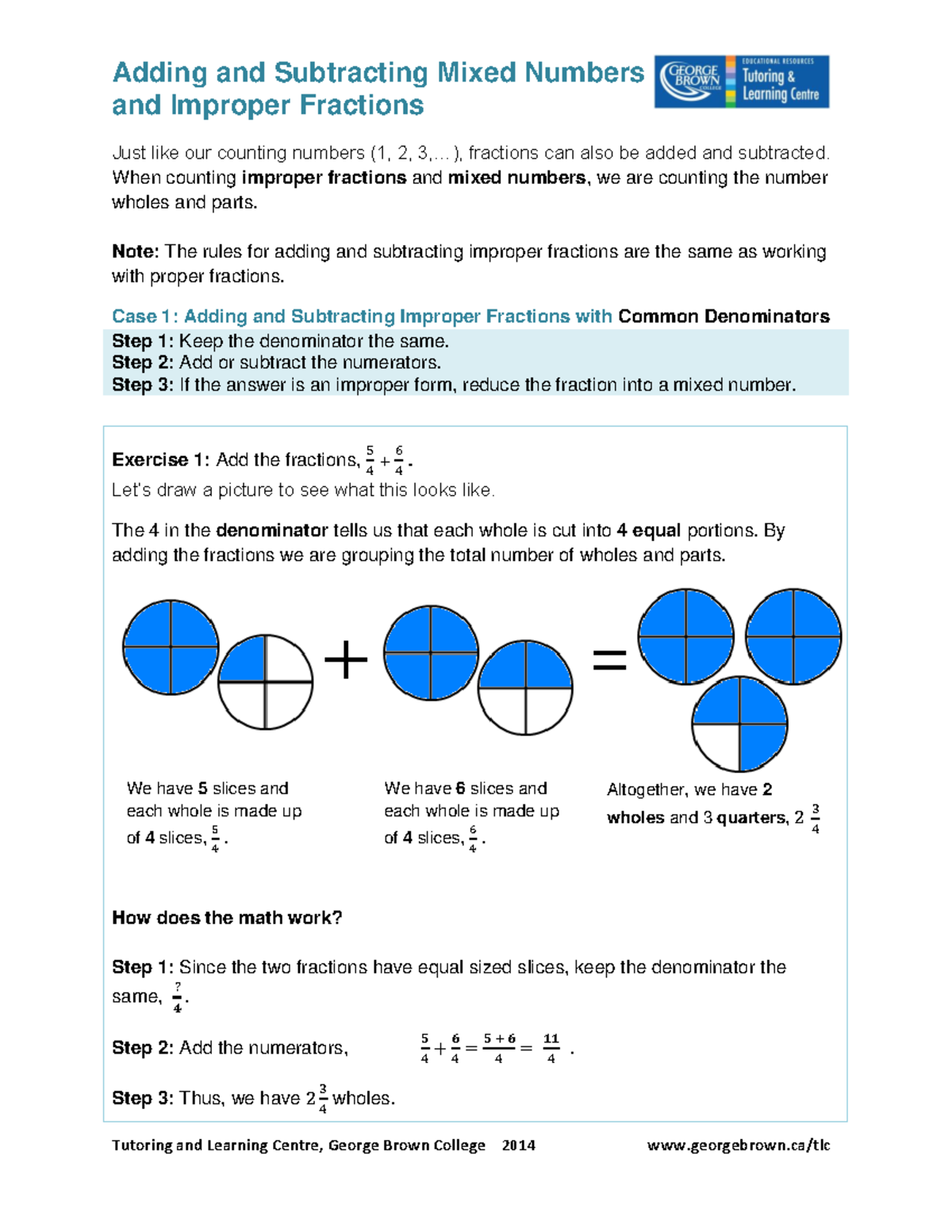 Adding and Subtracting Mixed Numbers and Improper Fractions - and ...