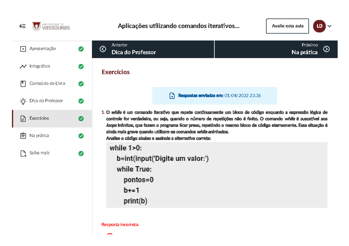 Aplicações utilizando comandos iterativos aninhados (nível fácil de ...