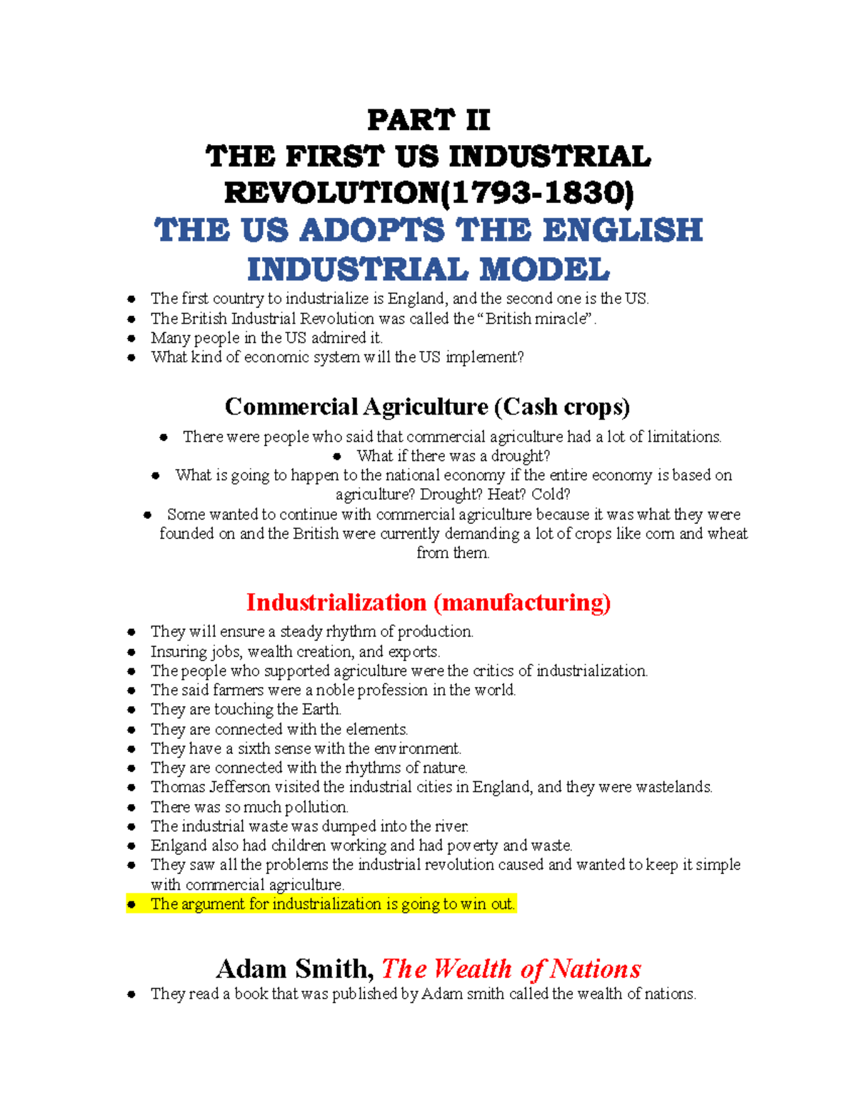 The Industrial Revolution - PART II THE FIRST US INDUSTRIAL REVOLUTION ...