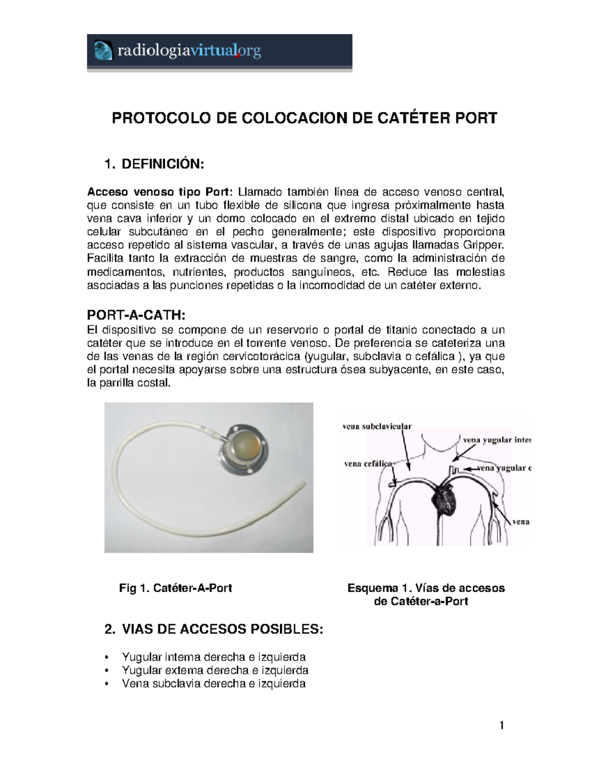 Cateter PORT - PROTOCOLO DE COLOCACION DE CATÉTER PORT 1. DEFINICIÓN ...