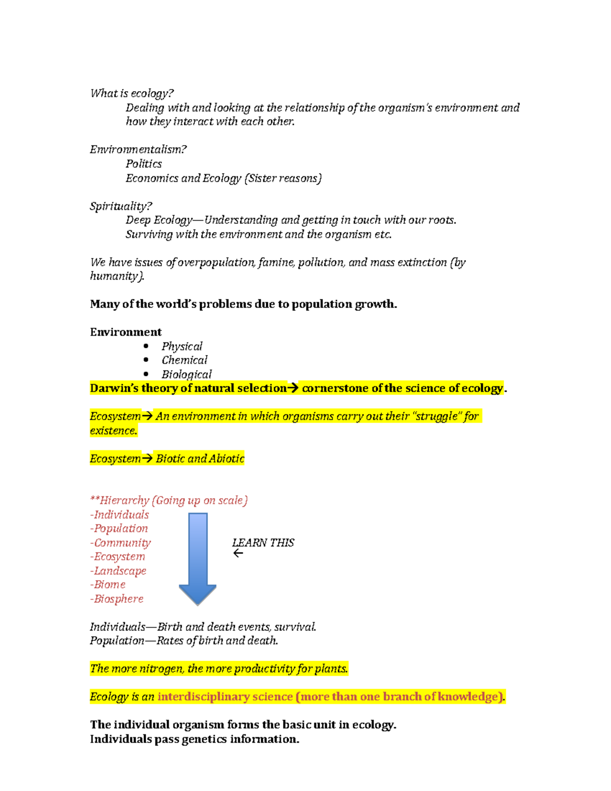 Eco Ch 1 - Chapter 1 - What is ecology? Dealing with and looking at the ...