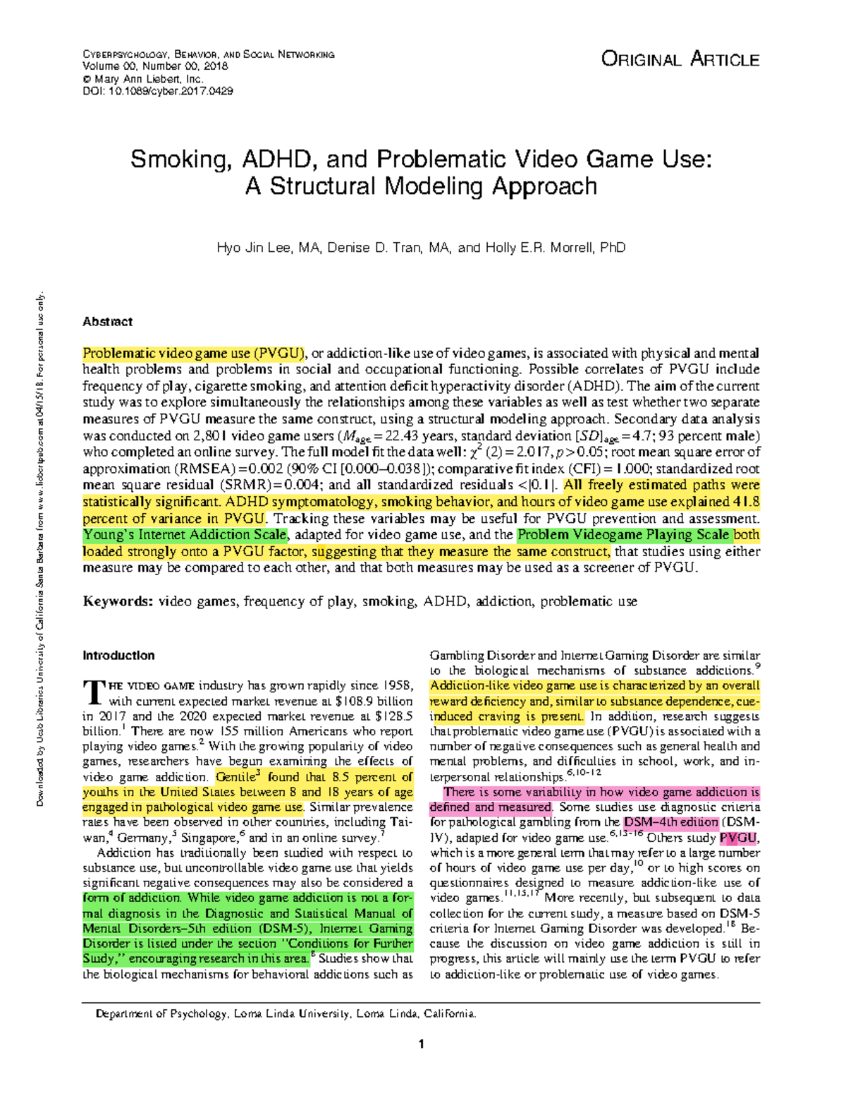 7 adhd, gaming addiction and smoking - ORIGINAL ARTICLE Smoking, ADHD ...