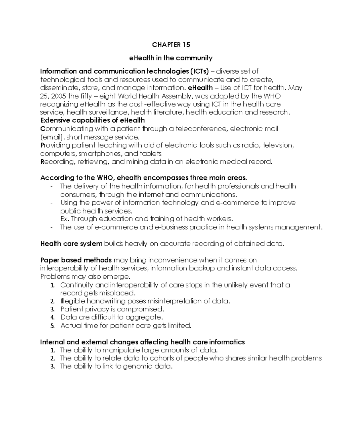 E Health in the community - CHAPTER 15 eHealth in the community ...