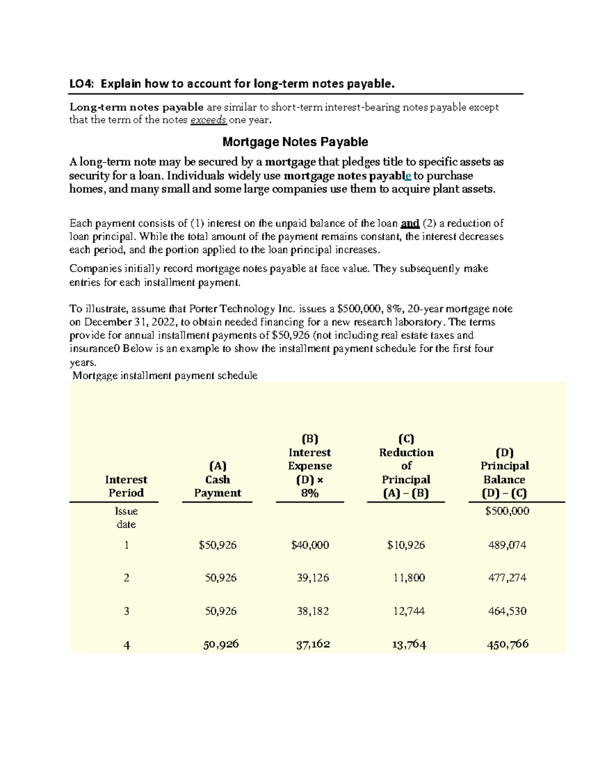 Lecture Notes-11-15 - Long-term notes payable reviewer - LO4: Explain ...