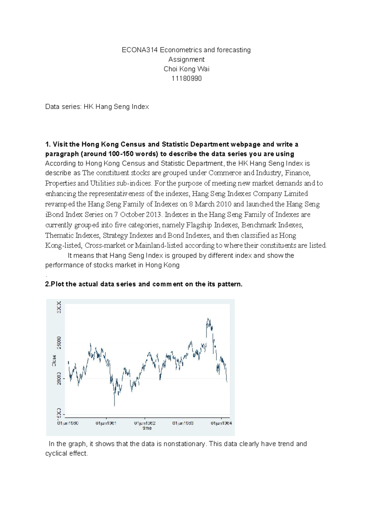 Econa 314Econometricsandforecasting (1) - ECONA314 Econometrics and ...