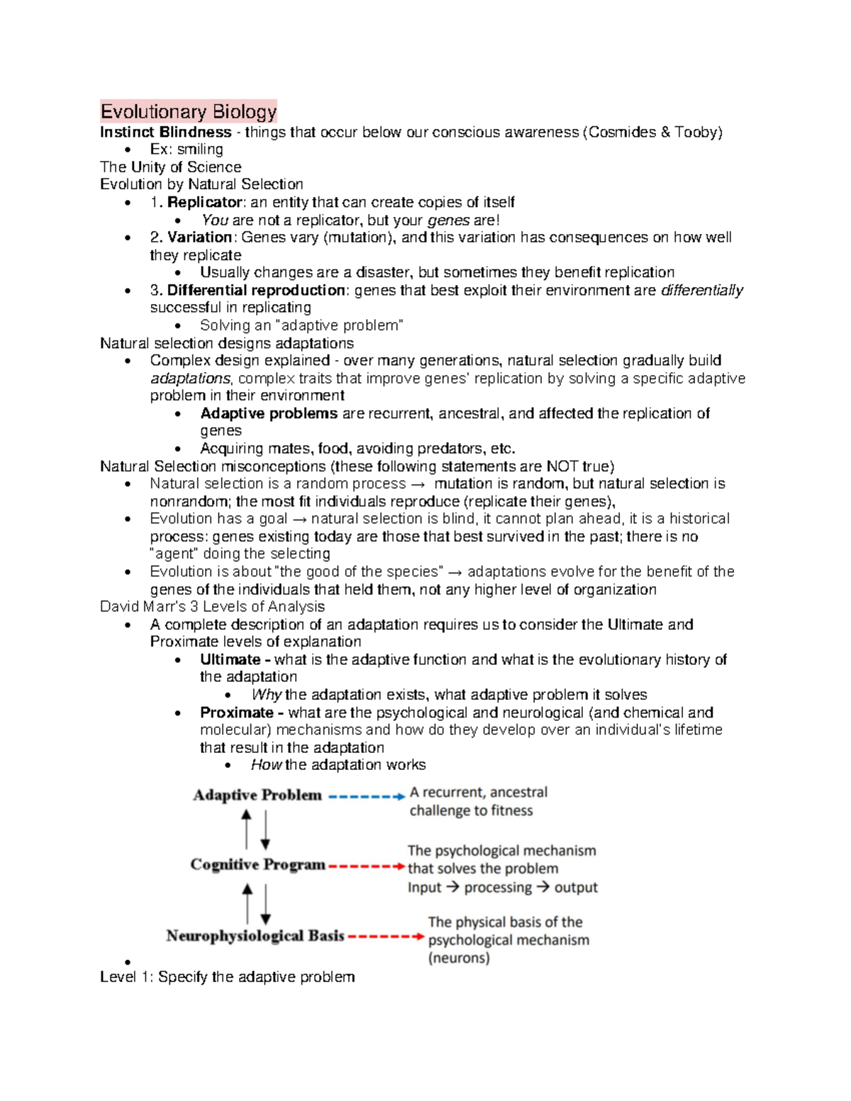Psy 105 - 2. Evolutionary Biology - Evolutionary Biology Instinct ...