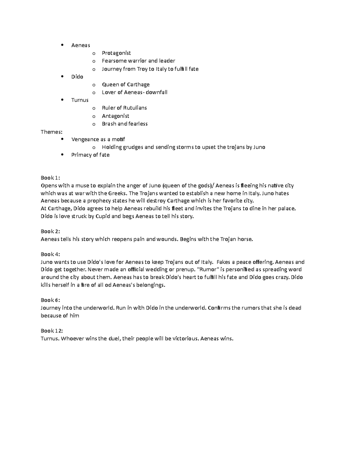 The Aeneid - Plot and theme notes - Aeneas o Protagonist o Fearsome ...