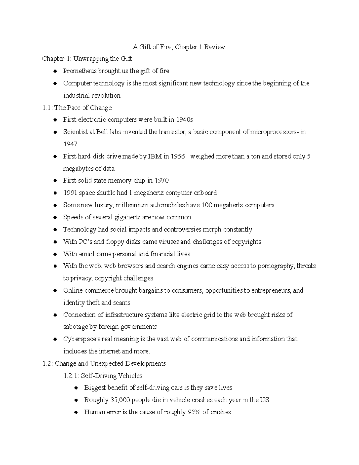 CS301 Chapter 1 - A Gift of Fire, Chapter 1 Review Chapter 1 ...