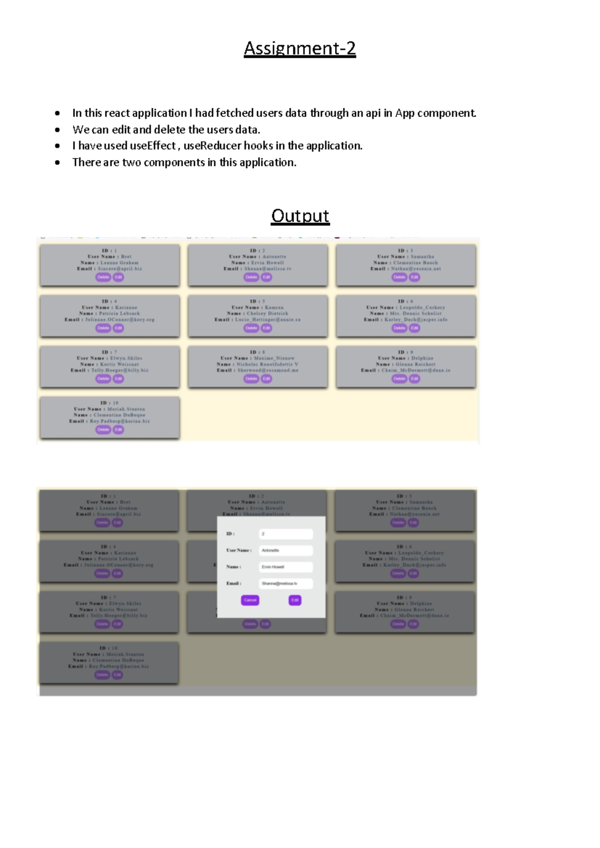 Assignment-2 - Social and Cultural Anthropology SL - We can edit and delete the users data. I ...