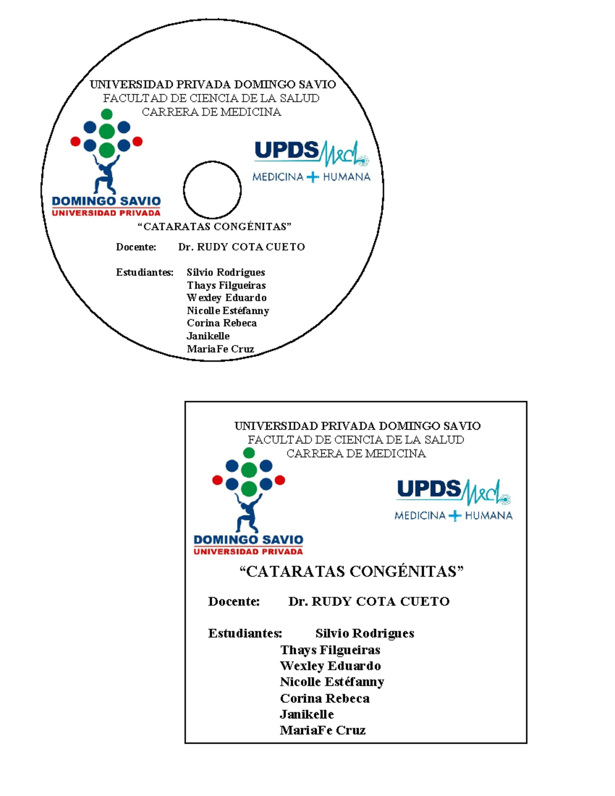 MODELO DE CD TAMAÑO REAL - UNIVERSIDAD PRIVADA DOMINGO SAVIO FACULTAD ...