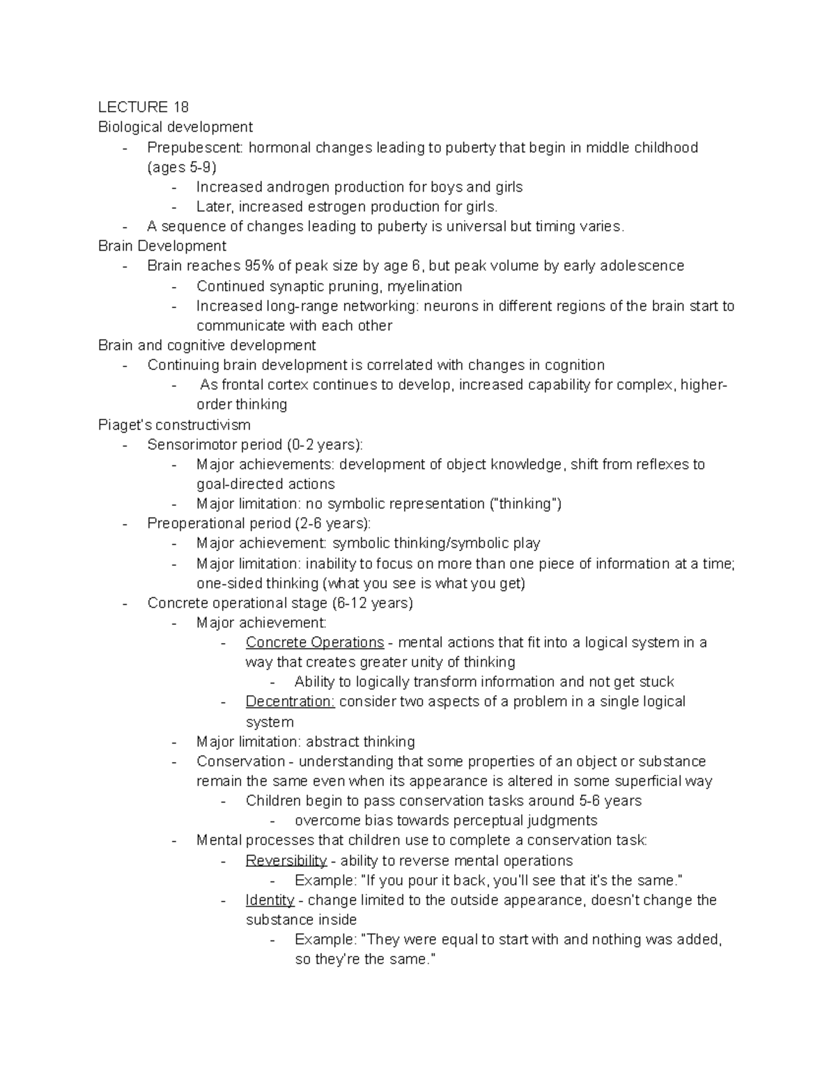 Module 9 middle childhood development - LECTURE 18 Biological ...