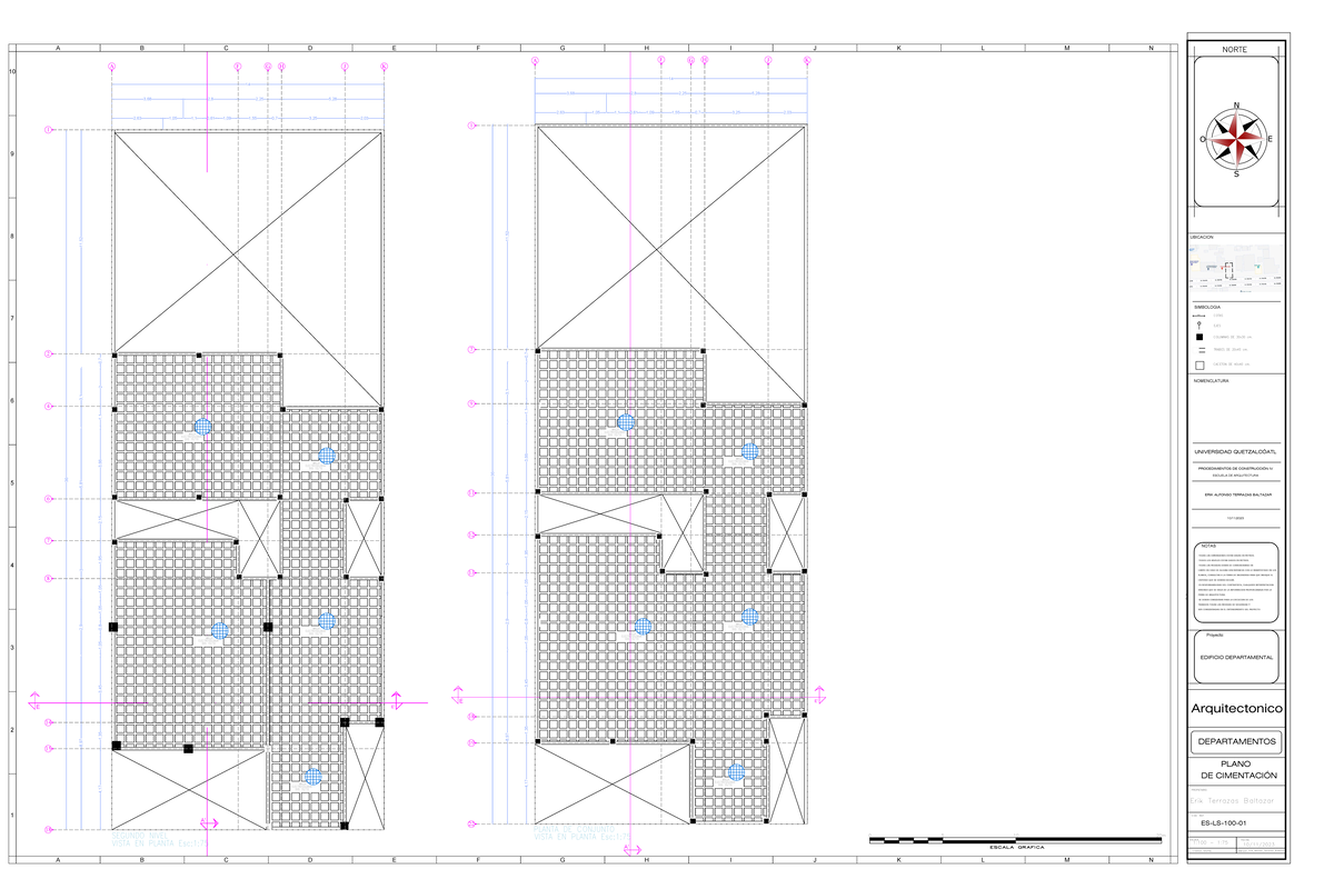 Plano de Losa reticular - A F G H J K 2,63 1,05 1,1 0,61 1,09 1,55 0,7 ...