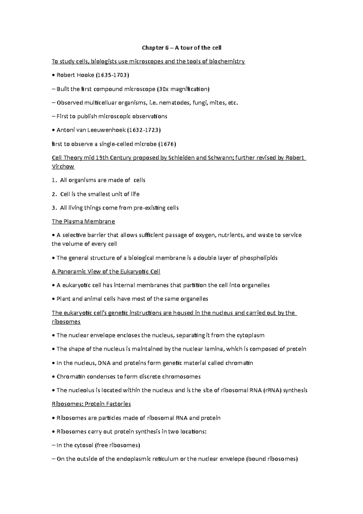 Chapter 6 - A tour of the cell - Chapter 6 – A tour of the cell To ...