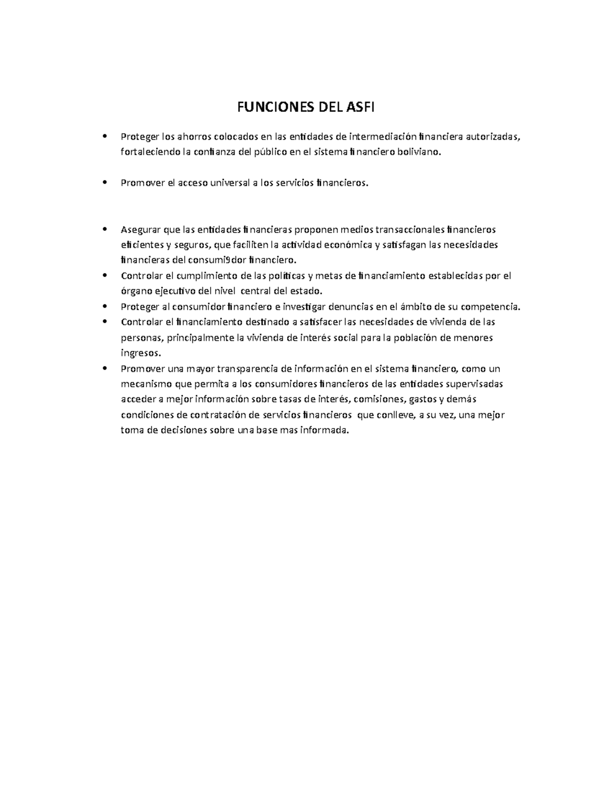 Funciones DEL ASFI - tarea - FUNCIONES DEL ASFI Proteger los ahorros ...