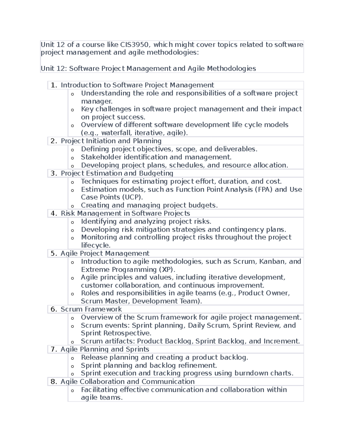 Unit 12 of CIS3950 - Unit 12 of a course like CIS3950, which might ...
