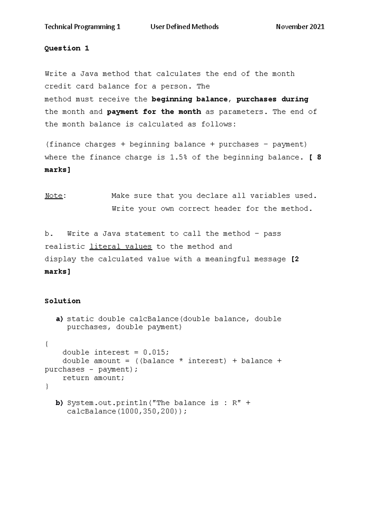 User Defined Methods At Some Point You Need To Make Interactive