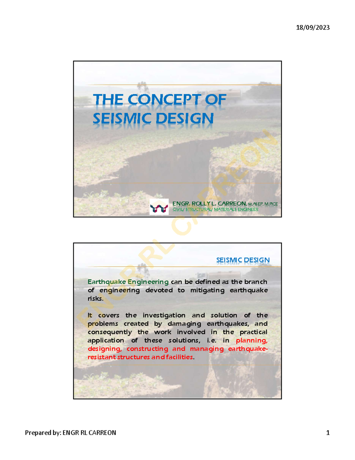 Seismic Design Concept - THE CONCEPT OF SEISMIC DESIGN ENGR. ROLLY L ...