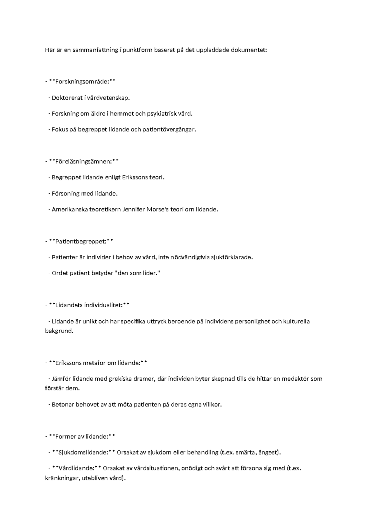 Anta - anteckning - Här är en sammanfattning i punktform baserat på det ...