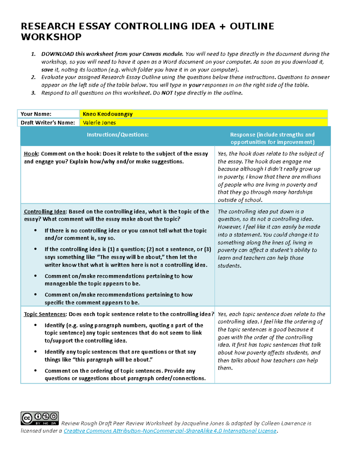 Research Essay Outline Feedback - RESEARCH ESSAY CONTROLLING IDEA ...
