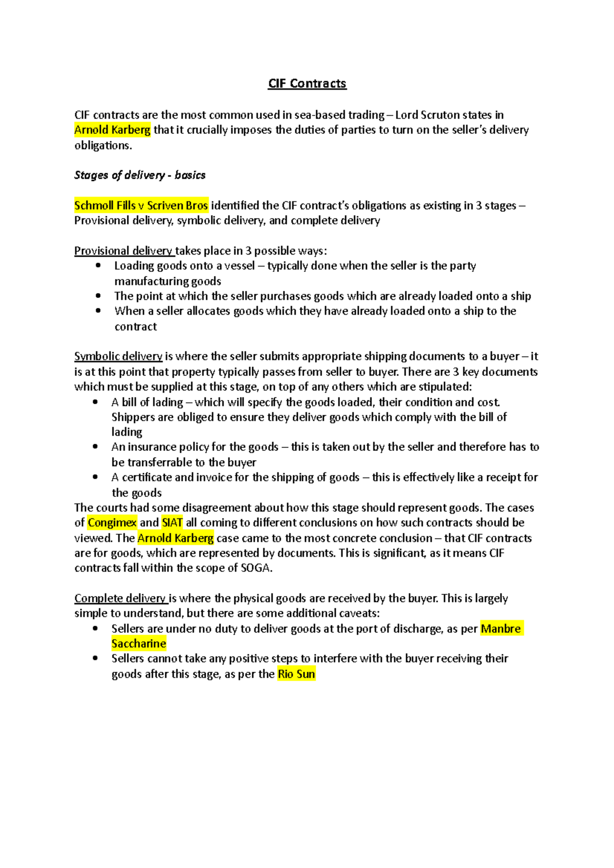 ISOG Notess 111 - ISOG Notes - CIF Contracts CIF contracts are the most ...