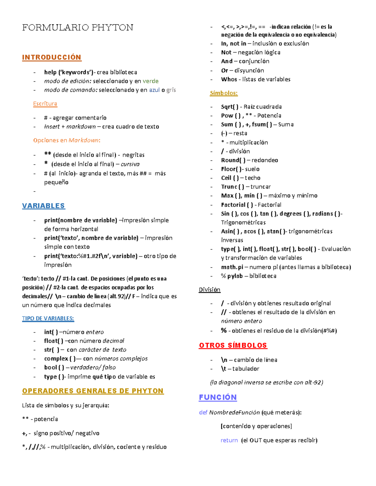 Formulario Phyton - Primer Parcial - Warning: TT: undefined function: 32 Warning: TT: undefined ...