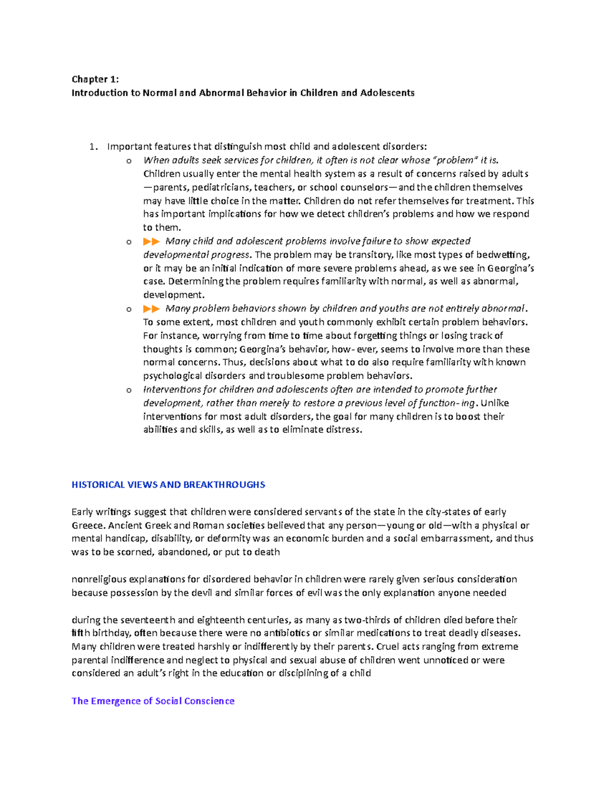 Chapter 1 Introduction to Normal and Abnormal Behavior in Children and ...