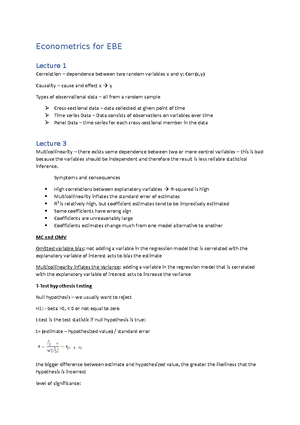 Formula-Sheet - Econometrics Formula Sheet with statistical tables ...