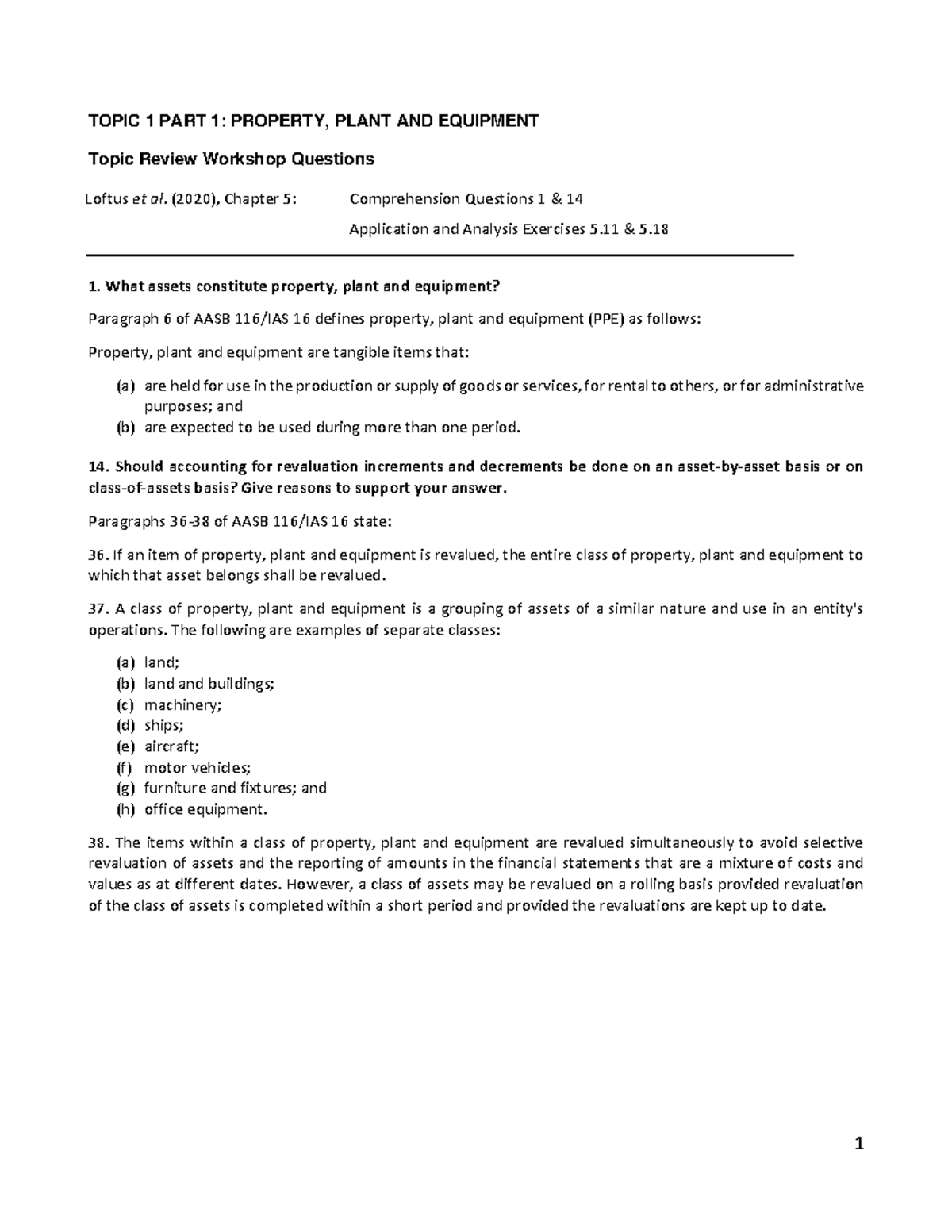 Solution - Topic 1 PART 1 Topic Review Workshop Questions - TOPIC 1 ...