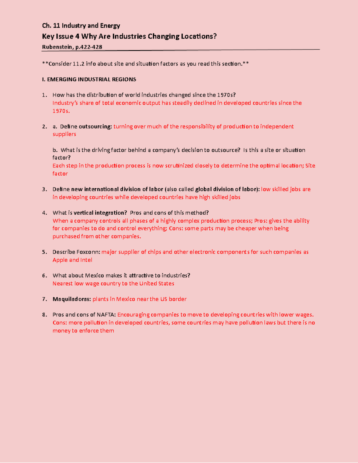 Chapter 11.4 AP Human Geography - Ch. 11 Industry and Energy Key Issue ...