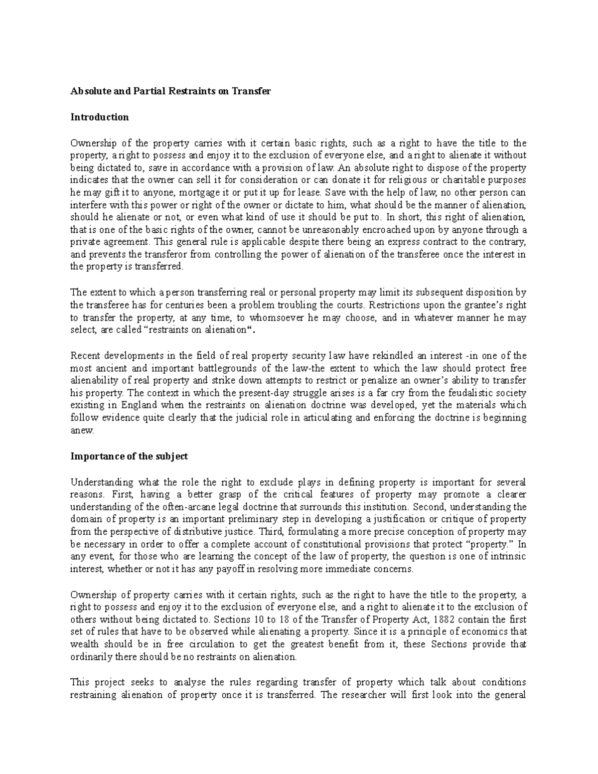 329759252 Absolute and Partial Restraints on Transfer - Absolute and ...