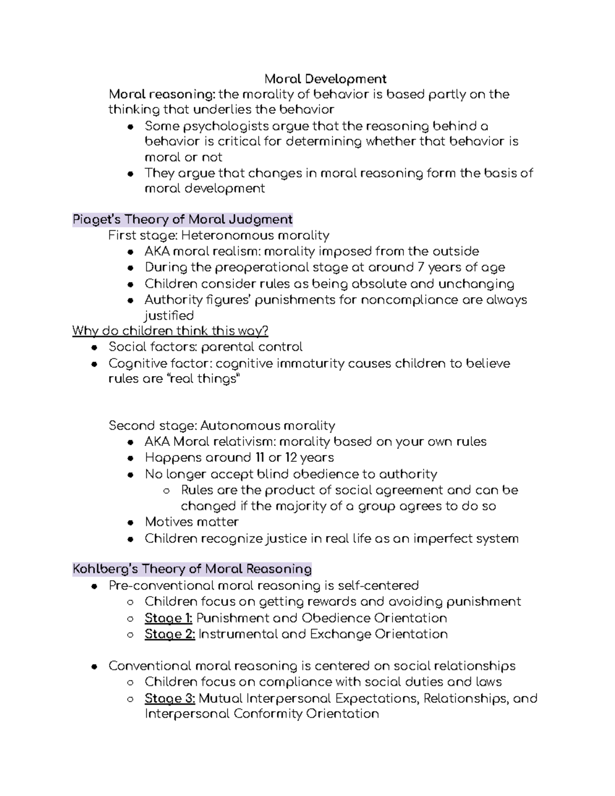 CPSY 3301- Moral Development - Moral Development Moral reasoning: the ...