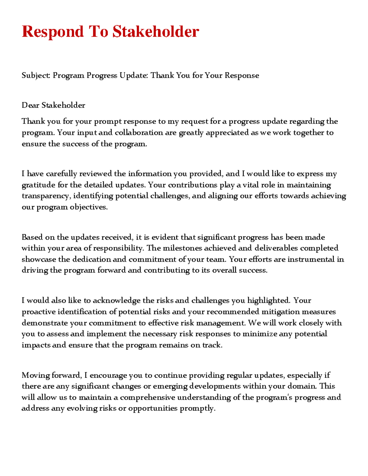 Email 3 - The Products of The organization - Respond To Stakeholder ...