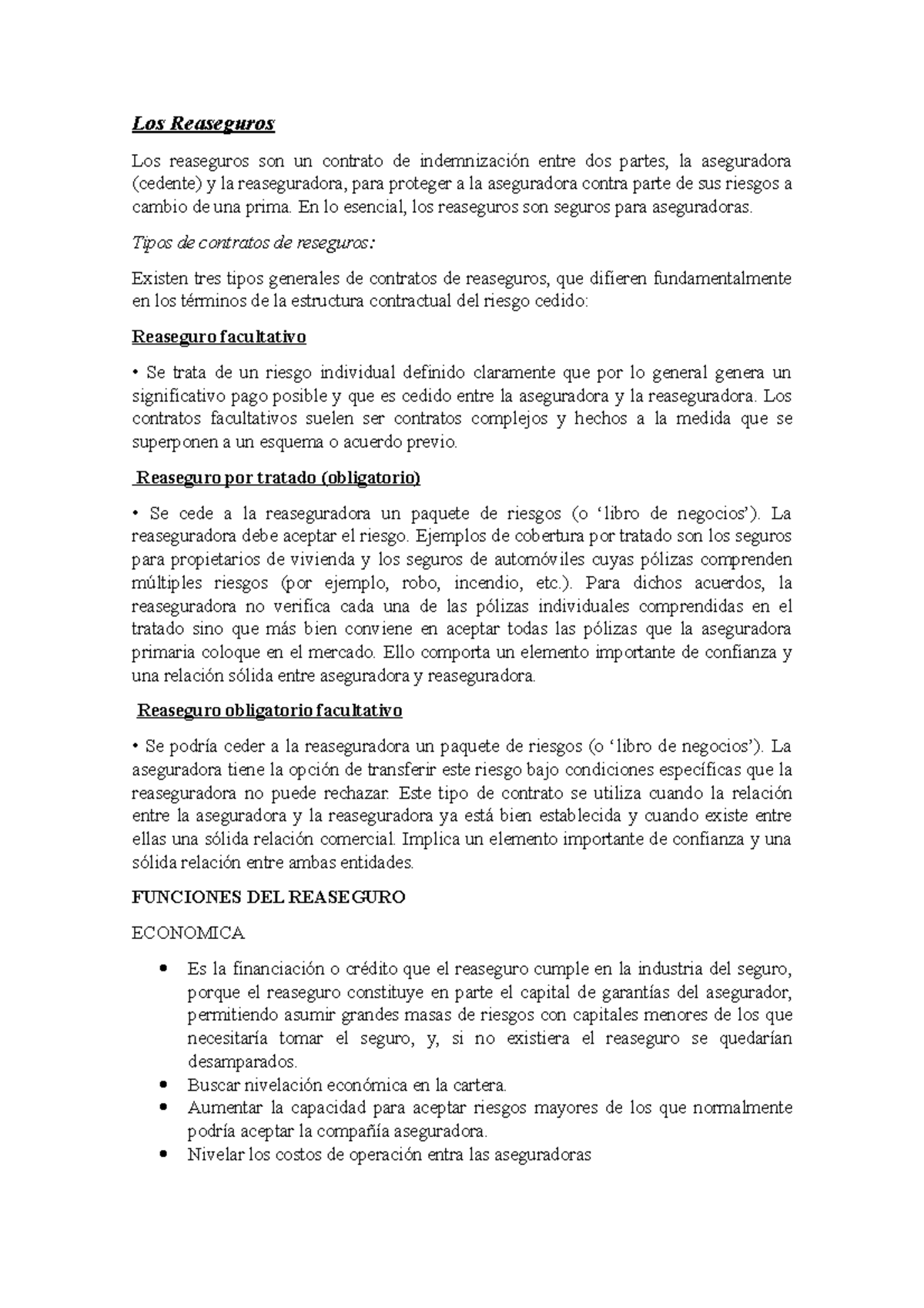 Los Reaseguros - Resumen Temas Actuales de Contabilidad y Finanzas - Los Reaseguros Los ...