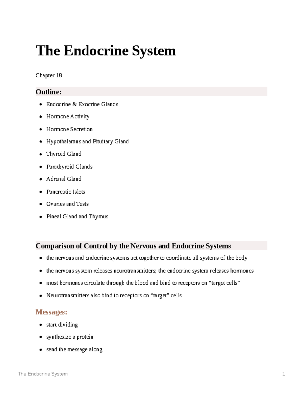 The Endocrine System - The Endocrine System Chapter 18 Outline ...