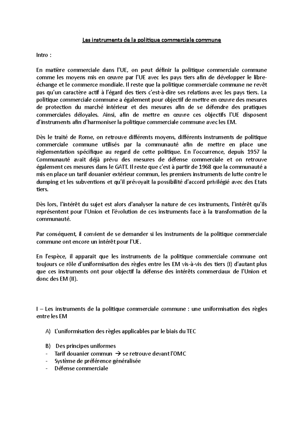 Les instruments de la politique commerciale commune - Les instruments ...