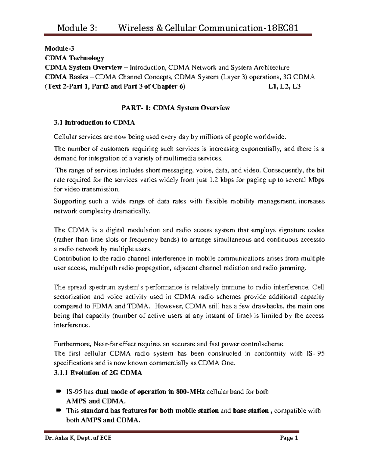 Module 3 WCC - it is very good material - Module- CDMA Technology CDMA ...