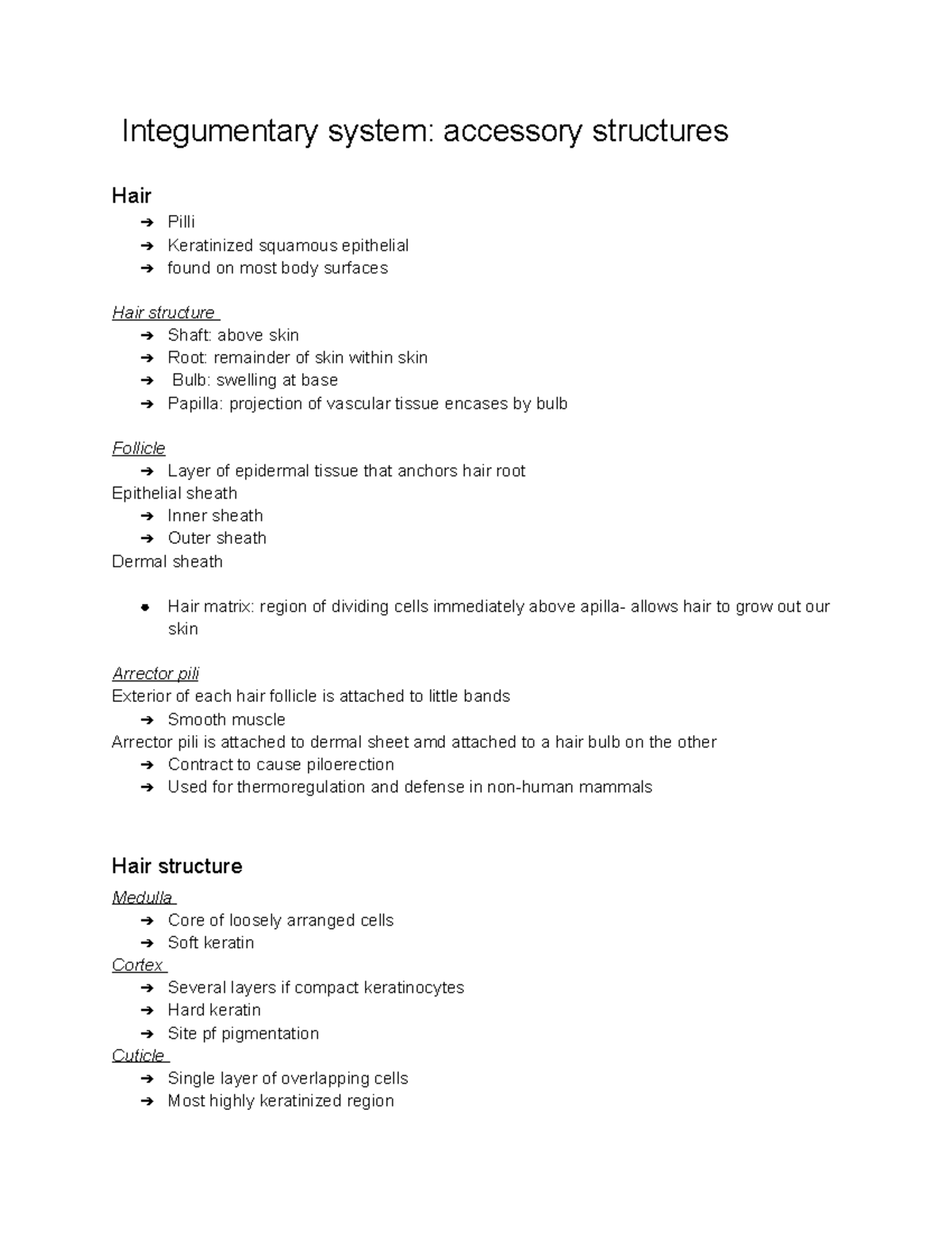 Integumentary system: assesory structures - Integumentary system ...