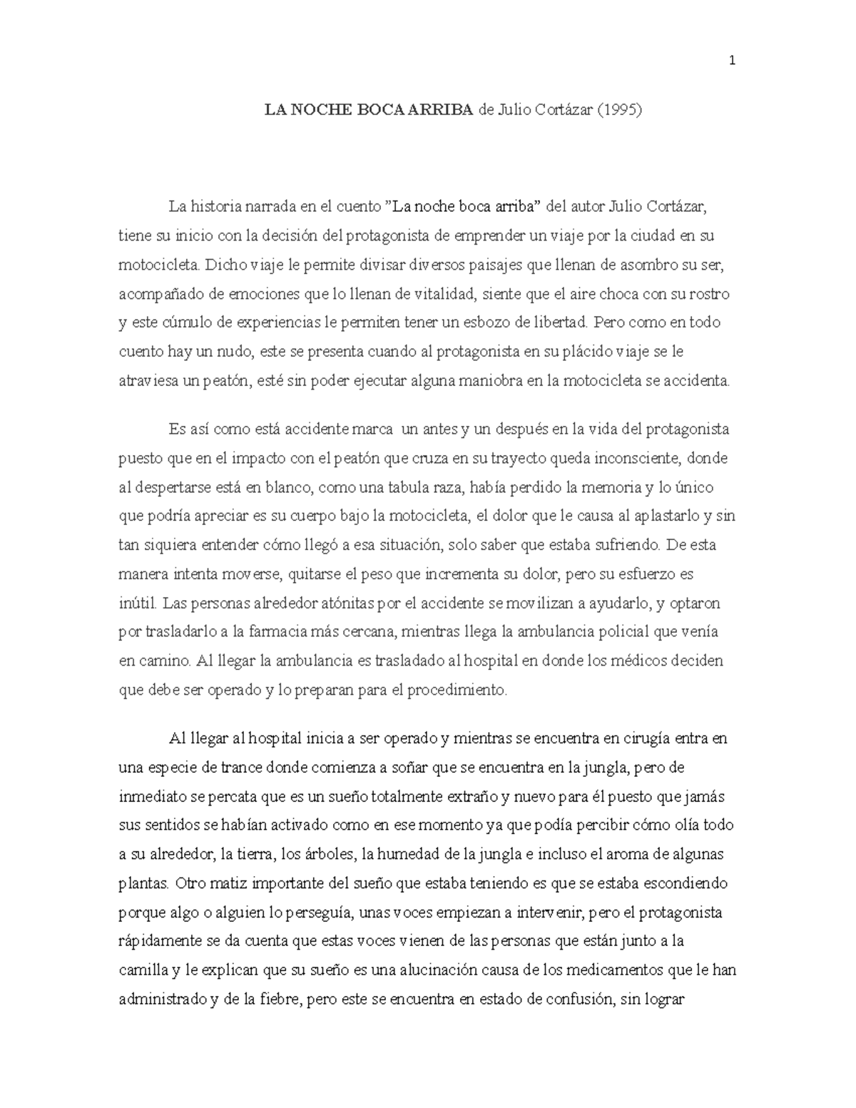 LA Noche BOCA Arriba - ENSAYO - 1 LA NOCHE BOCA ARRIBA de Julio ...